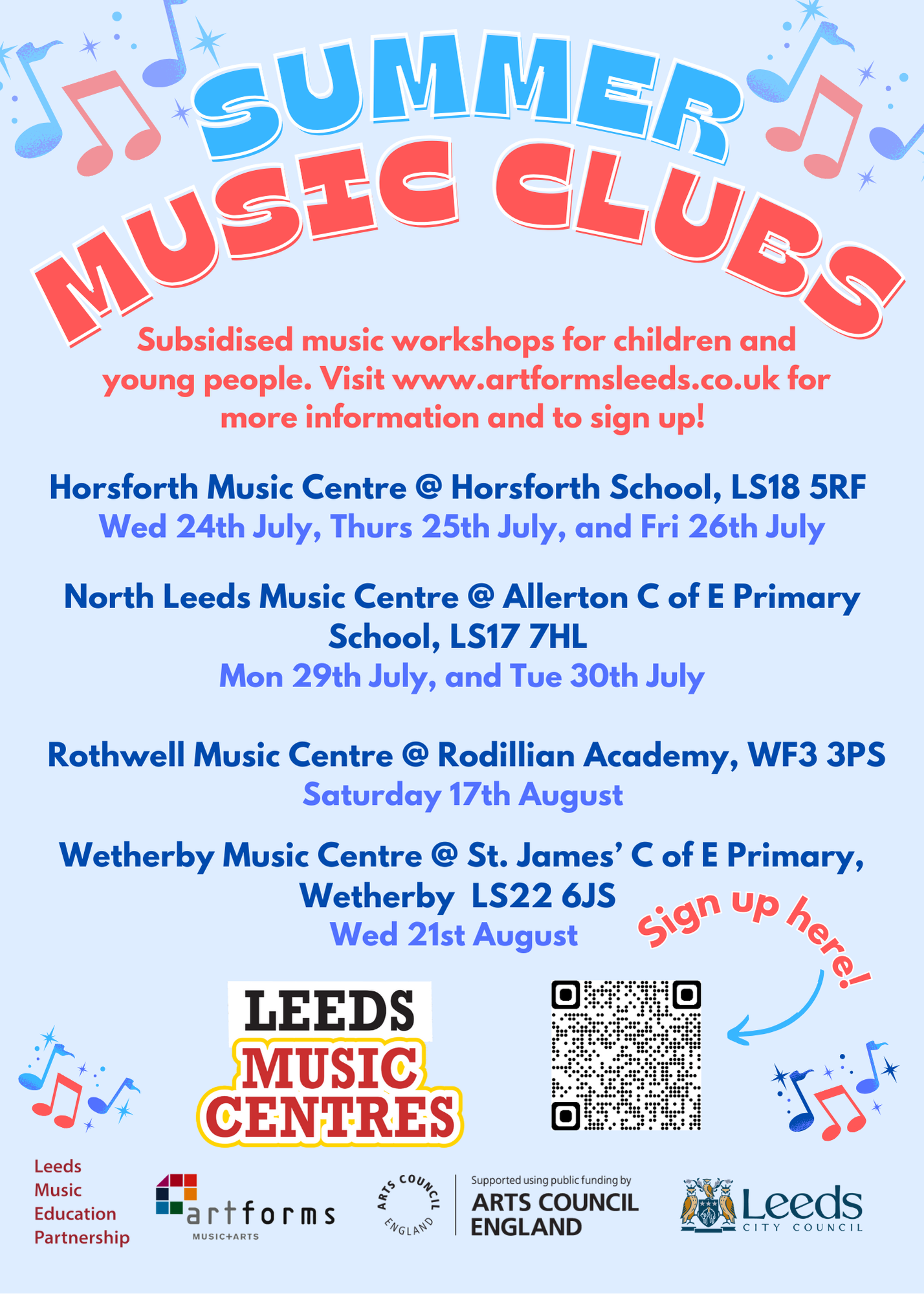 Music Centre Summer Clubs 2024 – Artforms Leeds